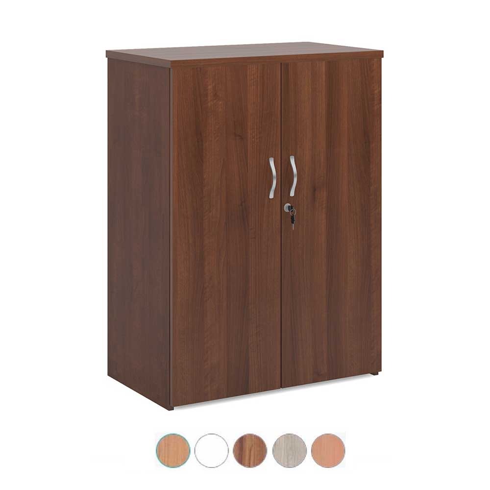 UNIVERSAL 2 Shelf Double Door Lockable Office Storage Cupboard 1090mm ...