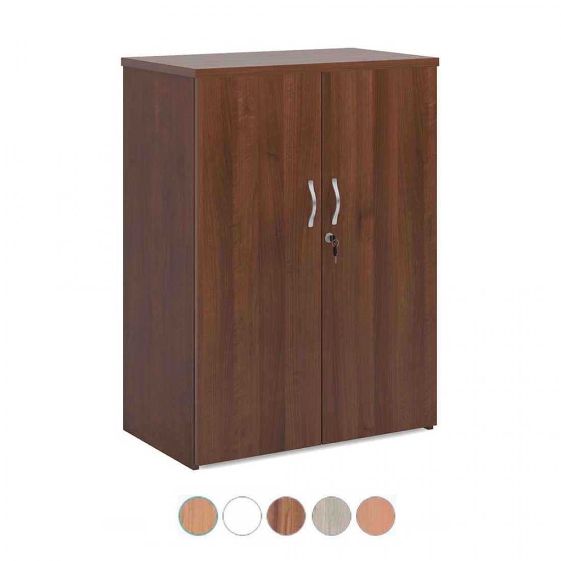 UNIVERSAL 2 Shelf Double Door Lockable Office Storage Cupboard 1090mm ...