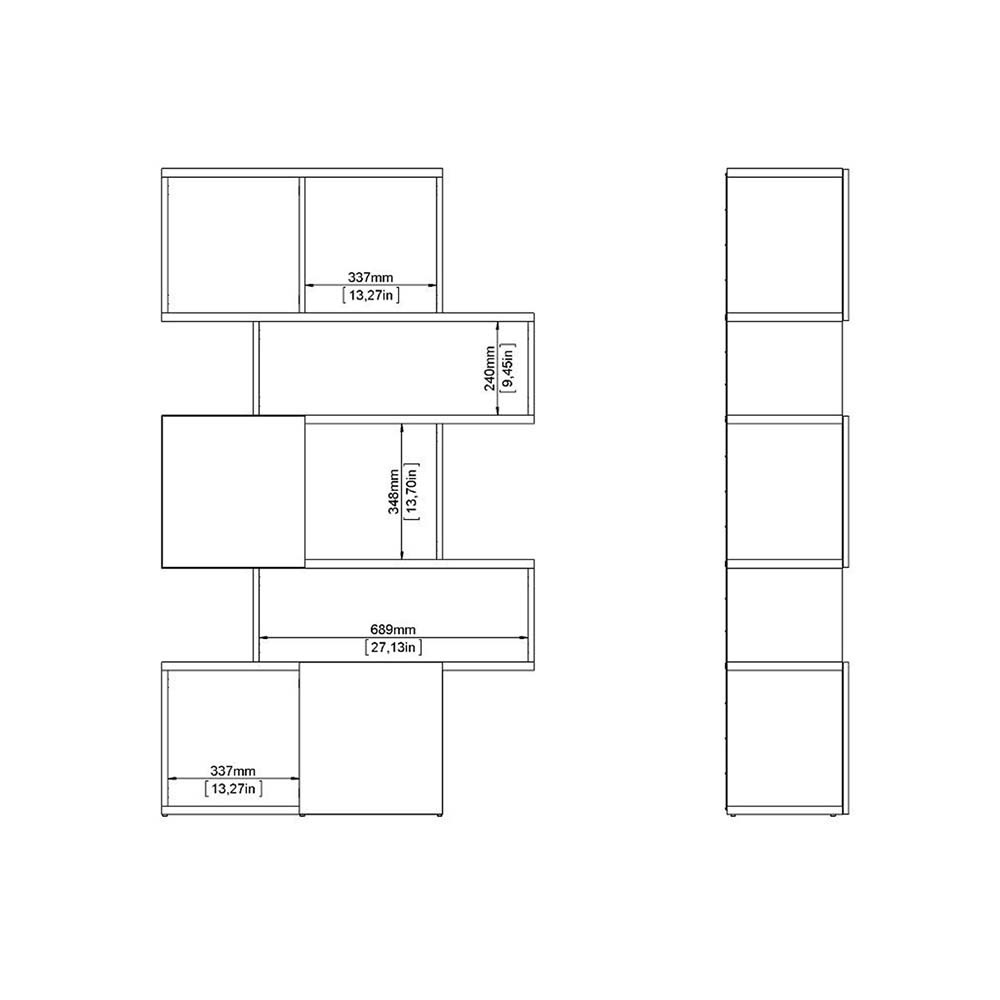 JUHL Asymmetrical Design 4 Shelf Open Bookcase in Hickory / White