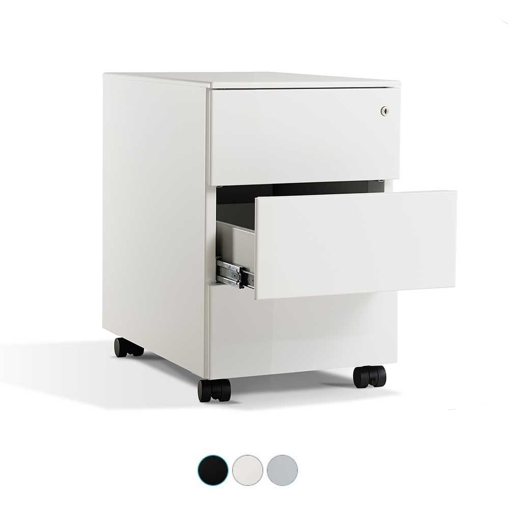LAGRA Slimline Narrow Width 3 Drawer Steel Mobile Office Storage Pedestal