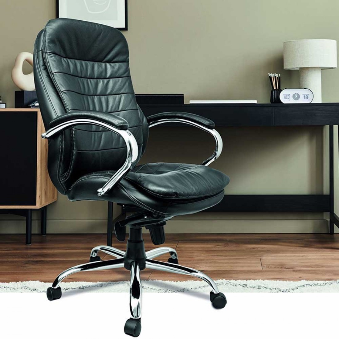 STRAND (Black) High Back Leather Executive Office Chairs - ET-618KTAG/LBK