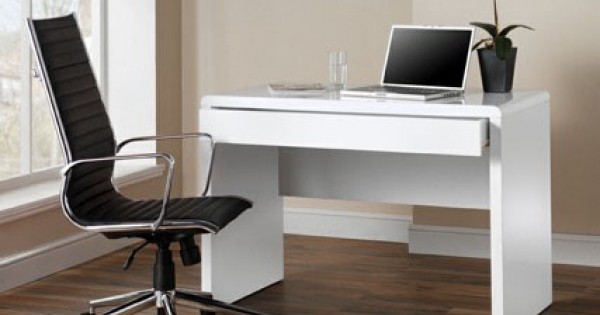OSAKA Modern Curved Gloss White Laptop/ Computer Desks - OSAKA-WH