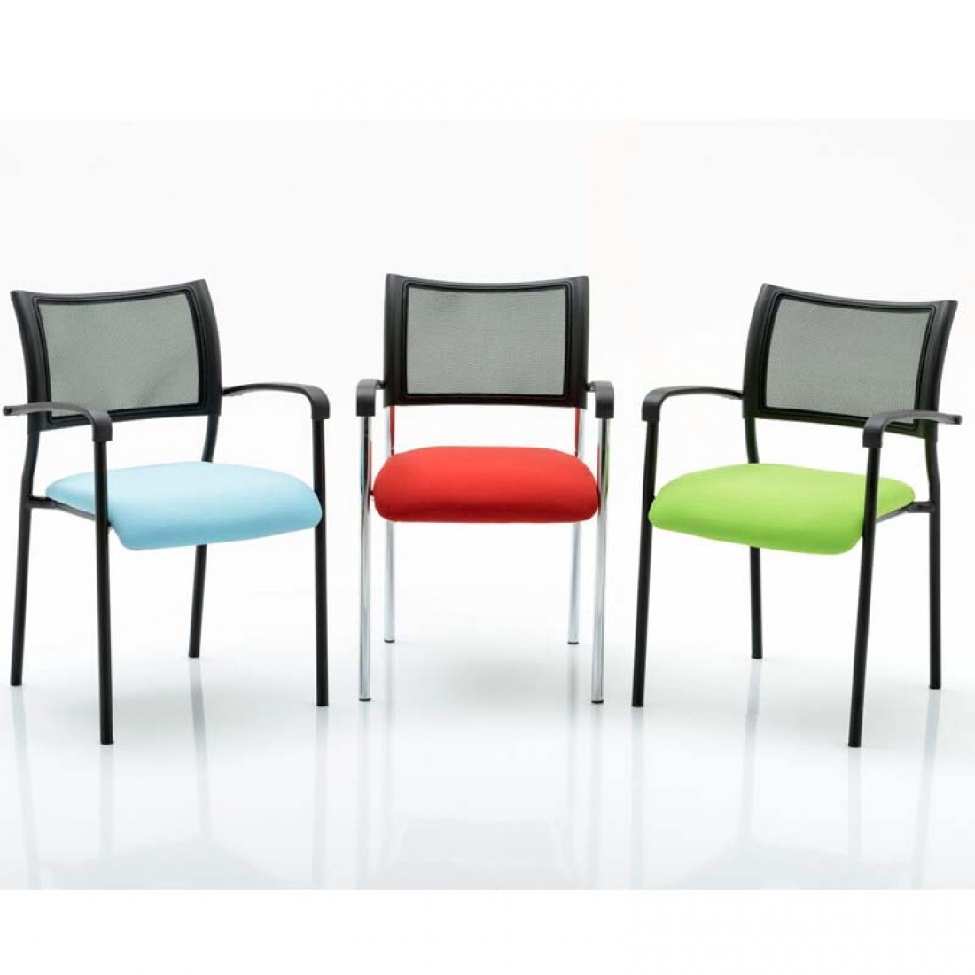 CONCEPT BLACK Stackable Meeting Room Chair, Black frame, Mesh Back, No ...